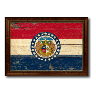 Missouri State Vintage Flag Print With Brown Gold Frame, 15" x 21 ...