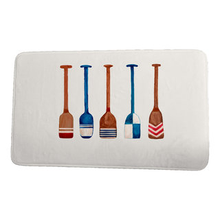 Nantucket Oar Multi Painted Geometric Print Bath Mat, 21"x34" - Beach ...