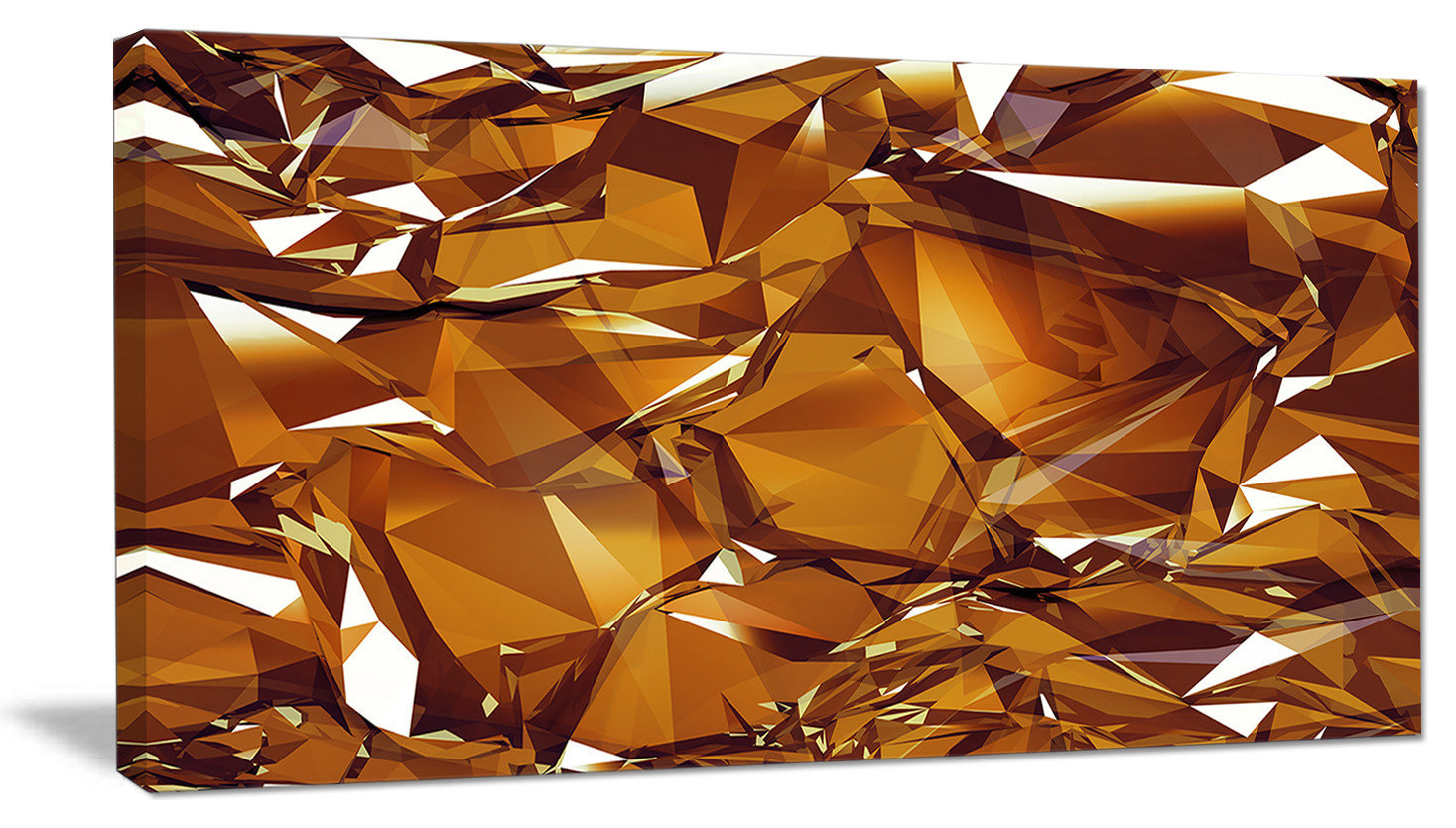 3D Gold Crystal Background, Abstract Canvas Wall Art, 32"x16 ...