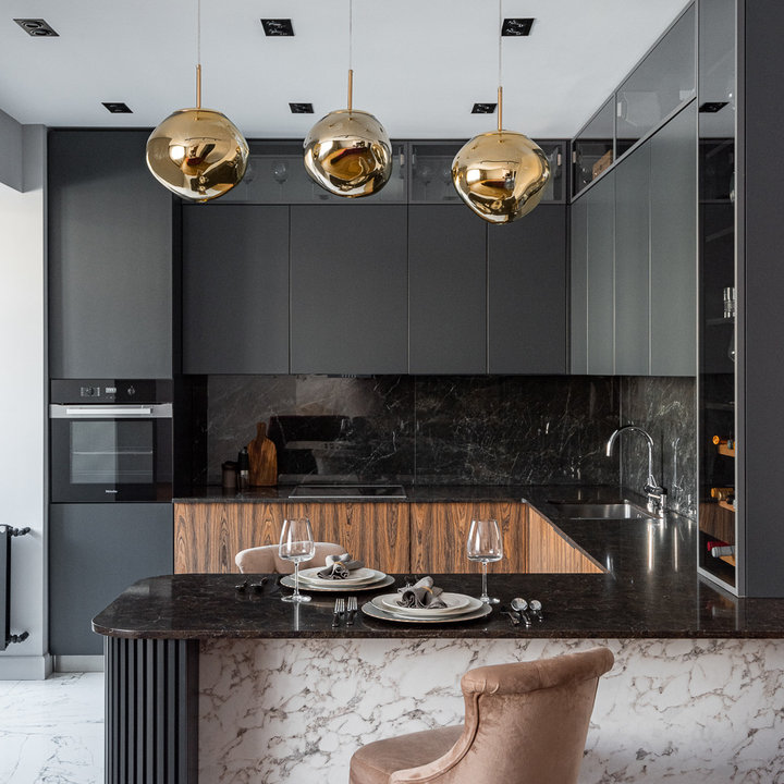 75 Beautiful Kitchen with Black Benchtop Ideas & Designs - May 2024 ...