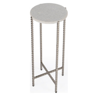 Nigella Round Marble & Metal Accent Table - Transitional - Side Tables ...
