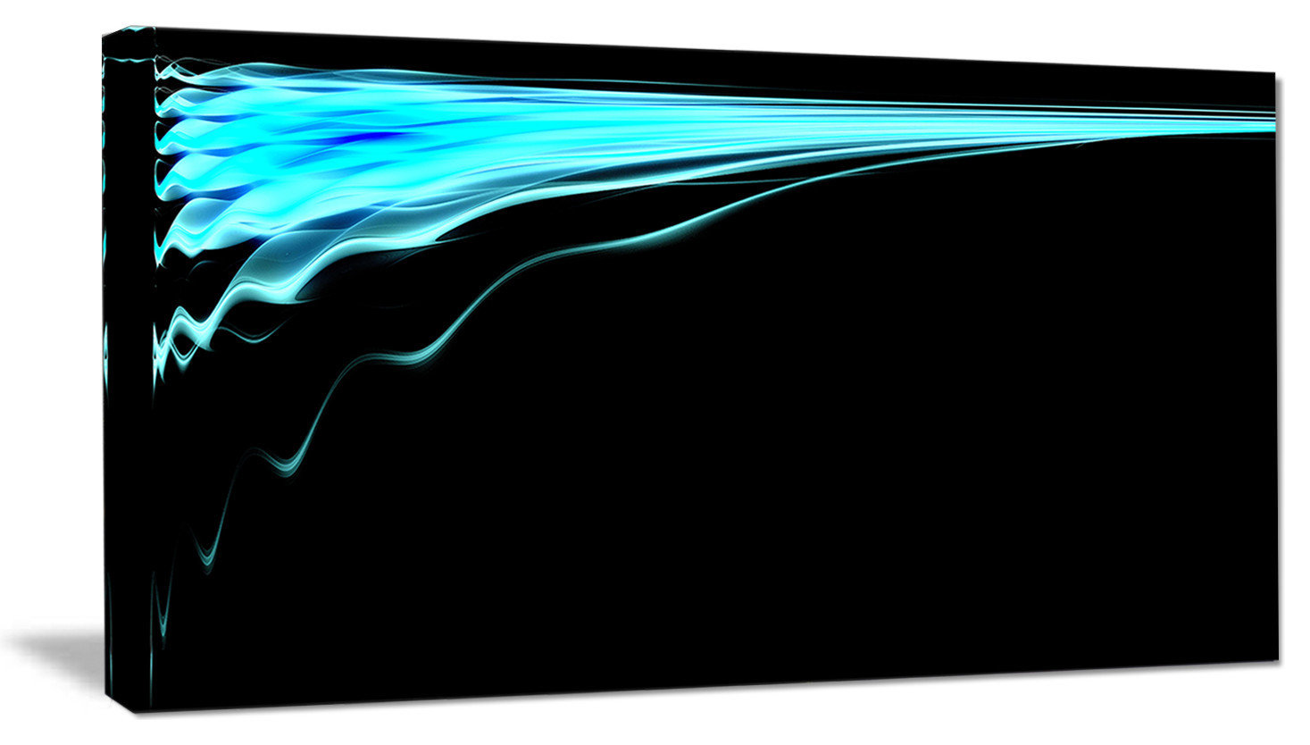 Blue Flames Digital Artwork, Abstract Art on Canvas, 32"x16"x1 ...