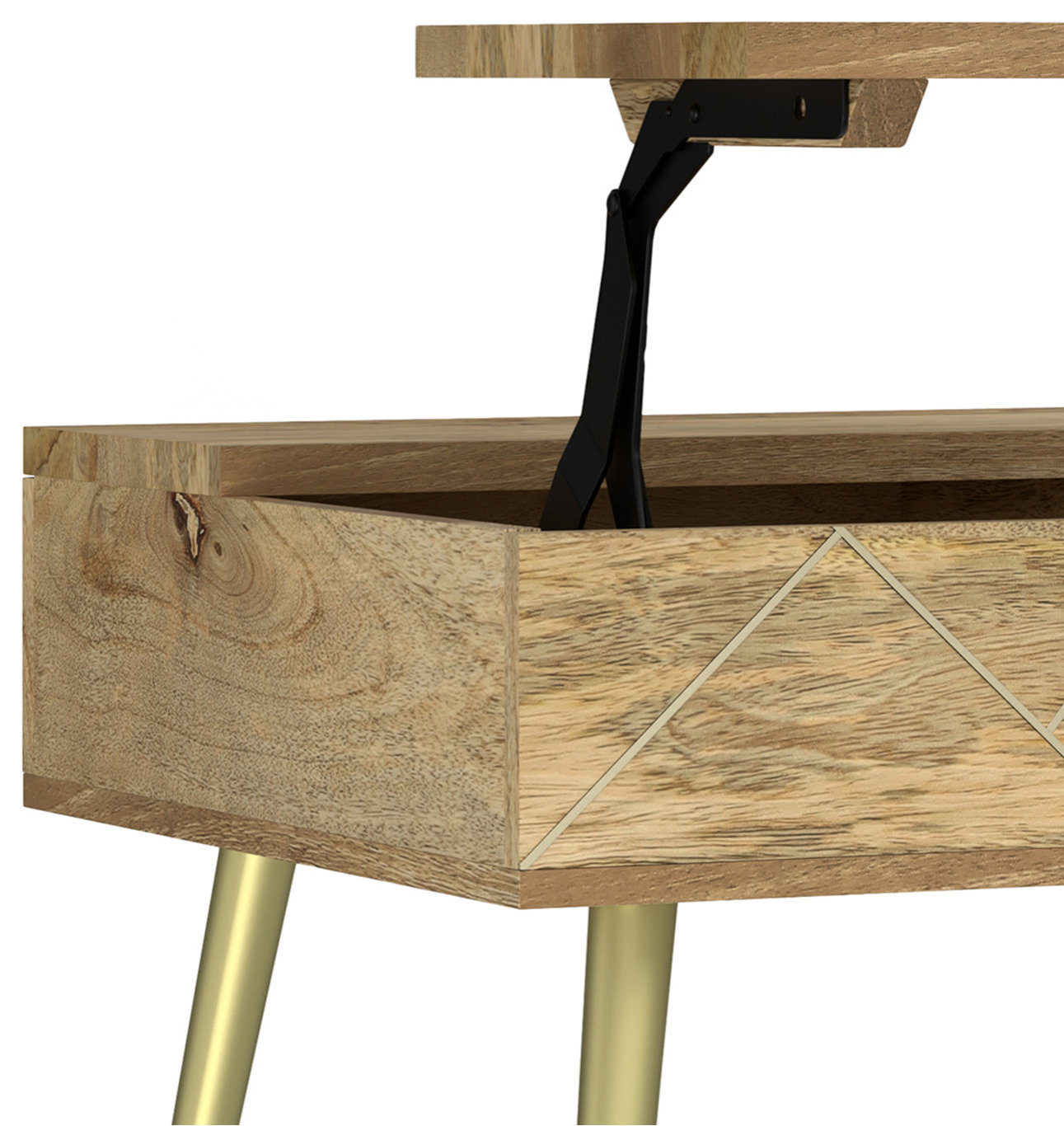 Jager Solid Mango Wood Lift Top Coffee Table - Midcentury - Coffee ...