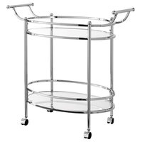 Linon Steel Oval Service Cart Castor Wheels 2 Glass Shelves in Sleek ...