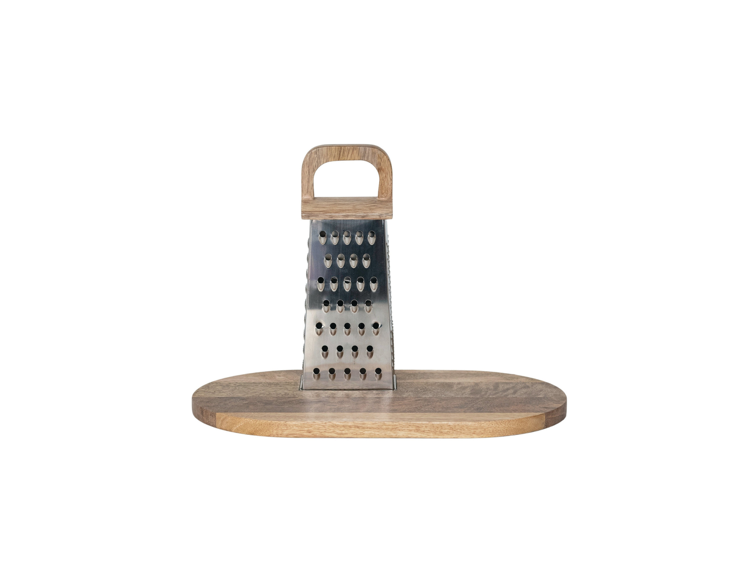 S/2 9-1/4"H Steel Grater & 14"L Mango Wood Cheese Board - Graters - by ...