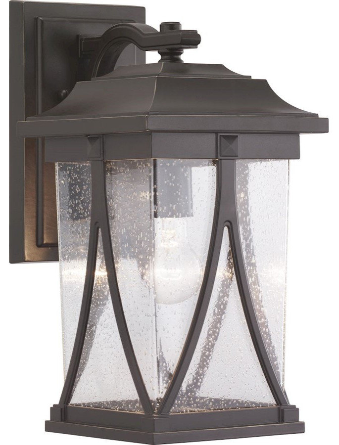 Progress Lighting Abbott Medium Wall Lantern, Seeded/Bronze, P560114-020 - Transitional ...