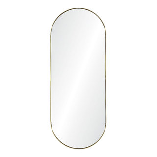 Renwil Marius 60x24" Oval Modern Glass Accent Wall Mirror in Clear ...