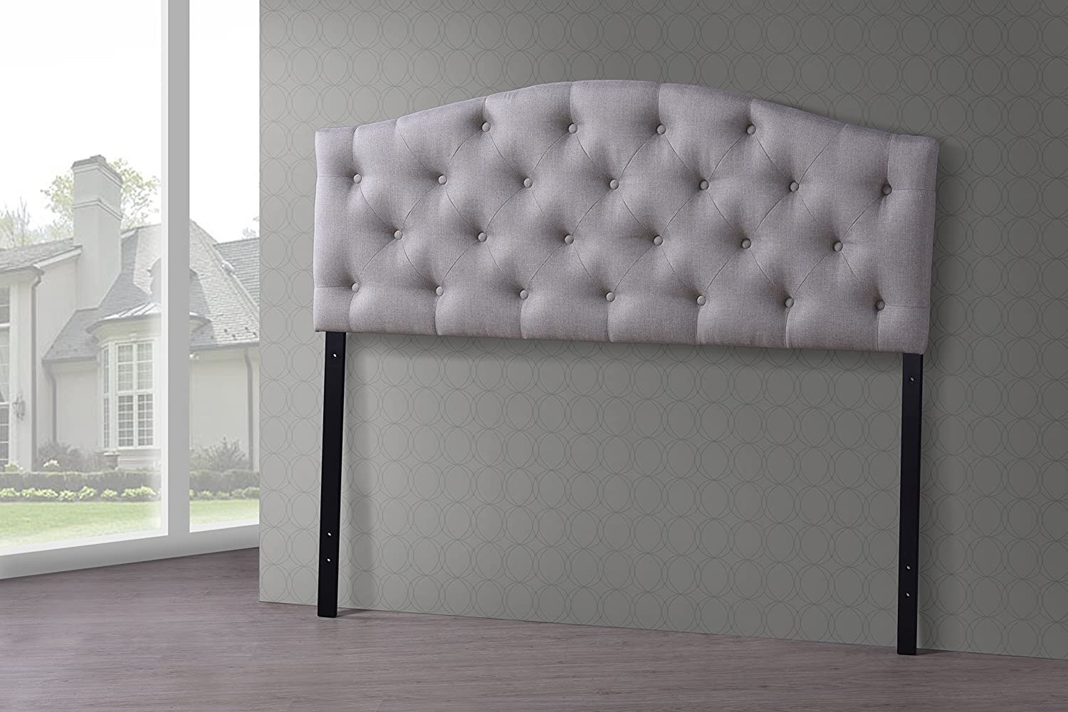 Modern and Contemporary Fabric Upholstered Button-Tufted Scalloped ...