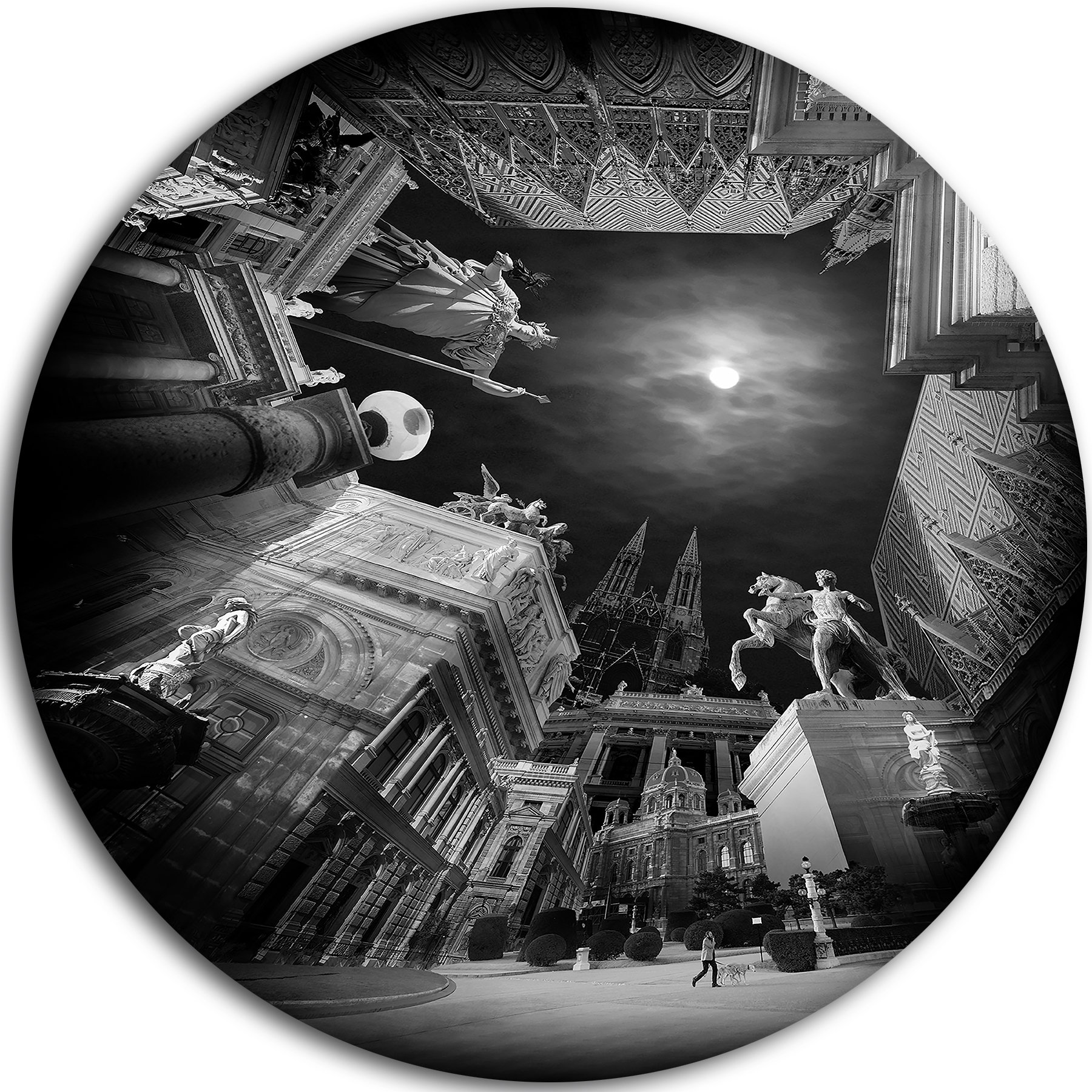 Vienna Top View Collage, Landscape Art Large Disc Metal Wall Art, Disc ...