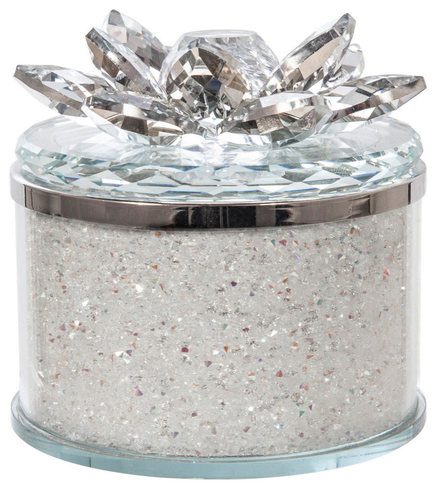 Crystal 4" Round Lotus Box, Clear - Asian - Decorative Boxes - by ...