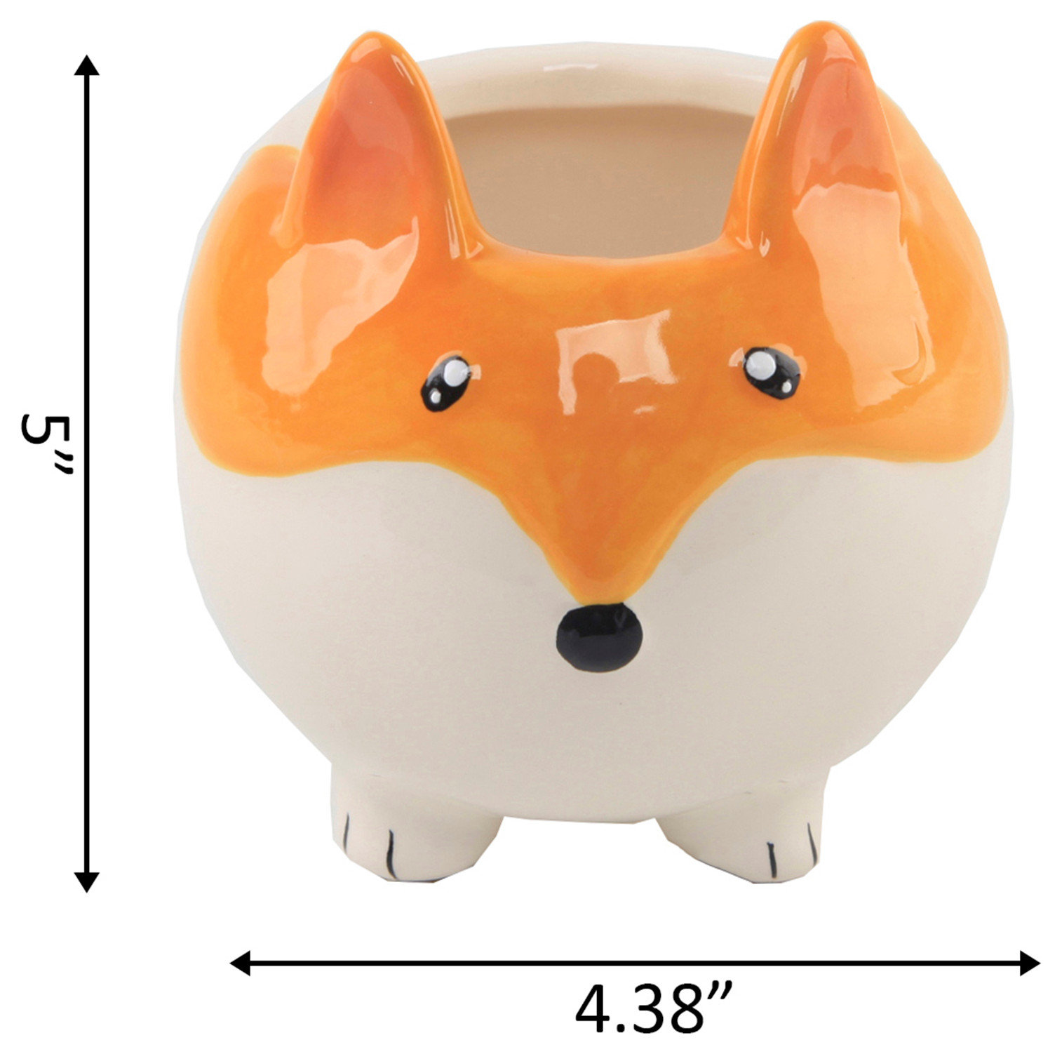 3.5" Fox Ceramic Empty Planter - Contemporary - Indoor Pots And ...