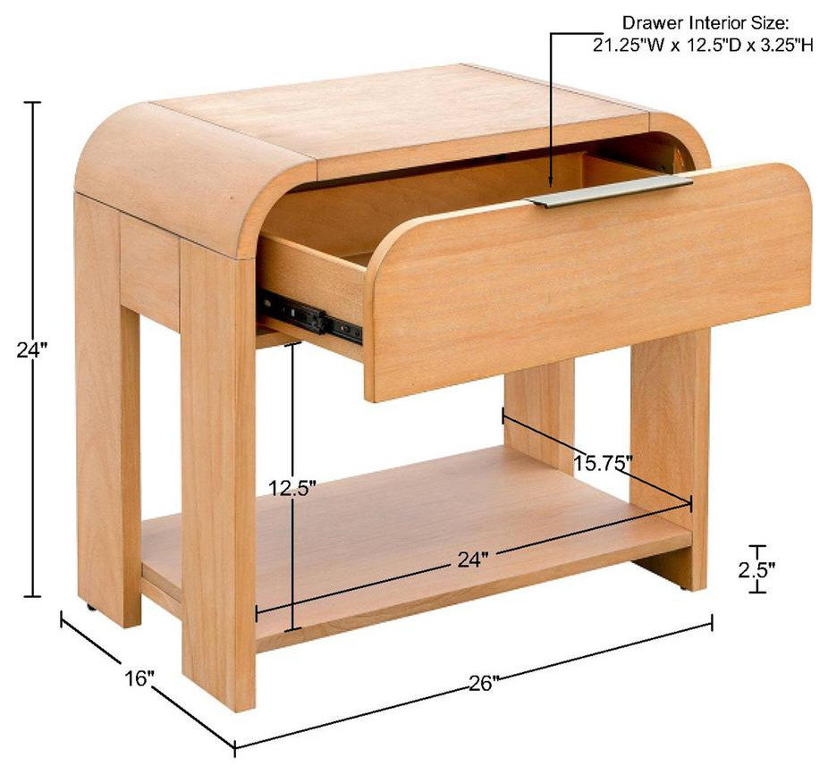 Modern One Drawer Waterfall Nightstand - Modern - Nightstands And ...