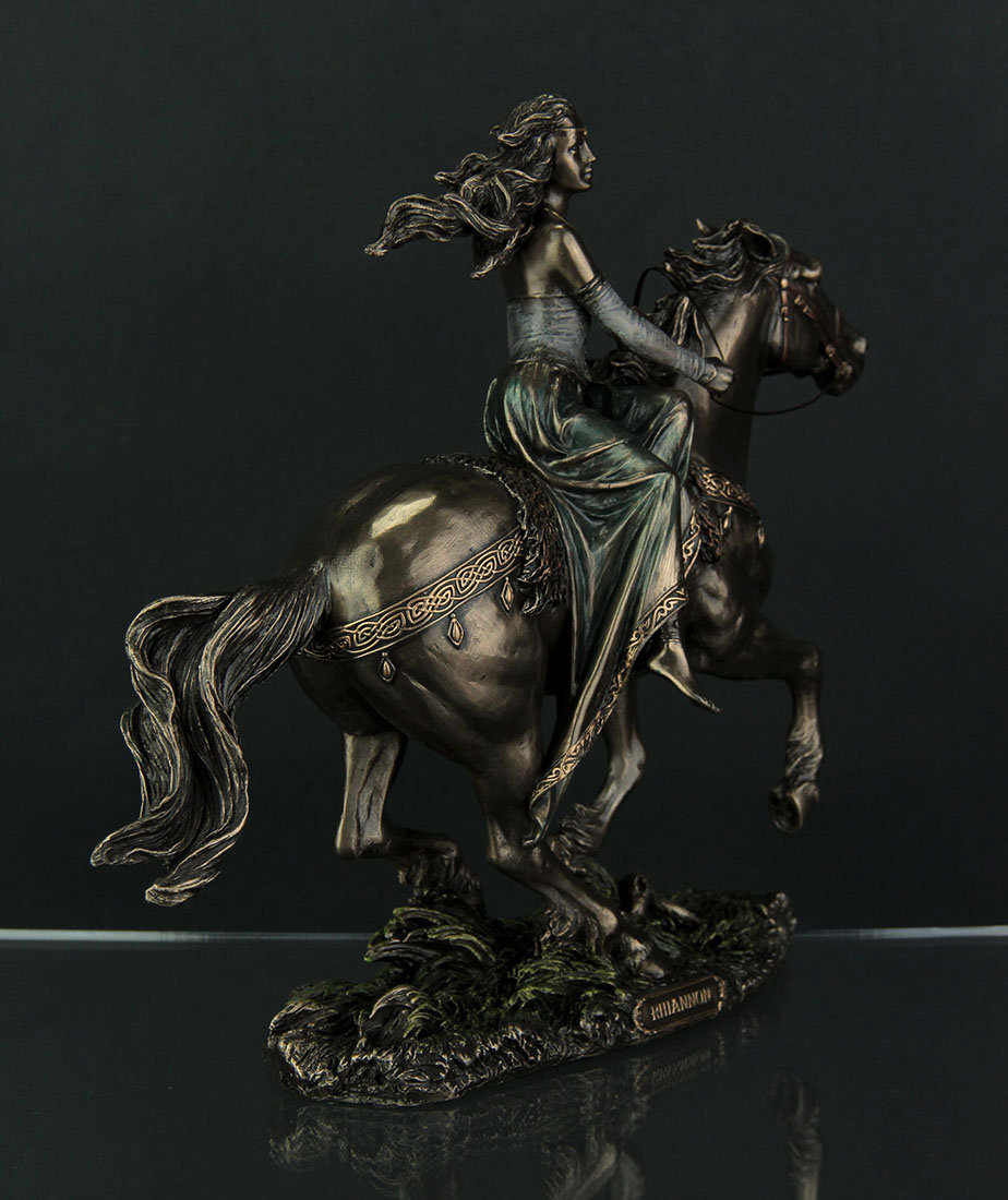 Celtic Moon Goddess Rhiannon On Horseback Bronze Finish Statue, One ...