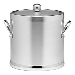 Brushed Chrome 3 qt. Ice Bucket With Side Handles, Metal Cover, 3 qt ...