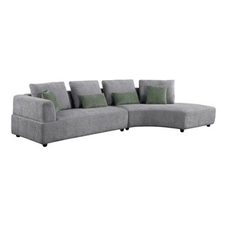 Toscano 134-inch Upholstered Sectional Sofa Grey - Contemporary ...