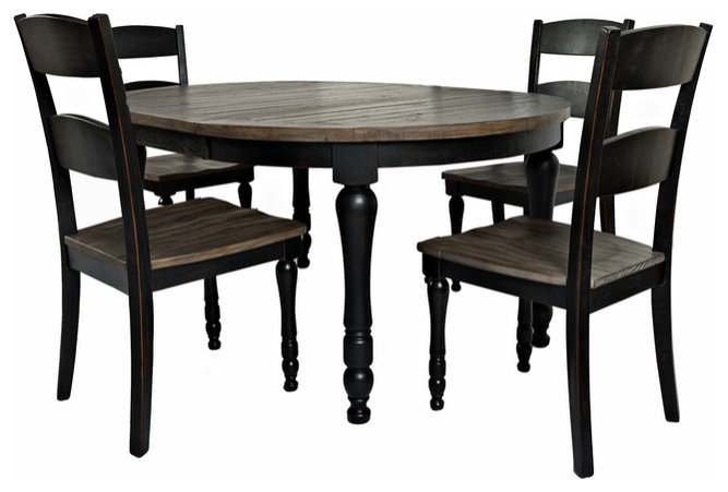 Madison County Reclaimed Pine 66 Oval Farmhouse Five-Piece Dining Set ...