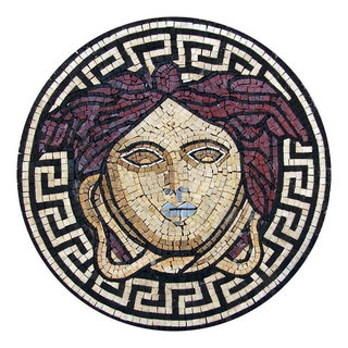 Medusa Mosaic Illustrative Art, 24" x12" - Traditional - Tile Murals ...