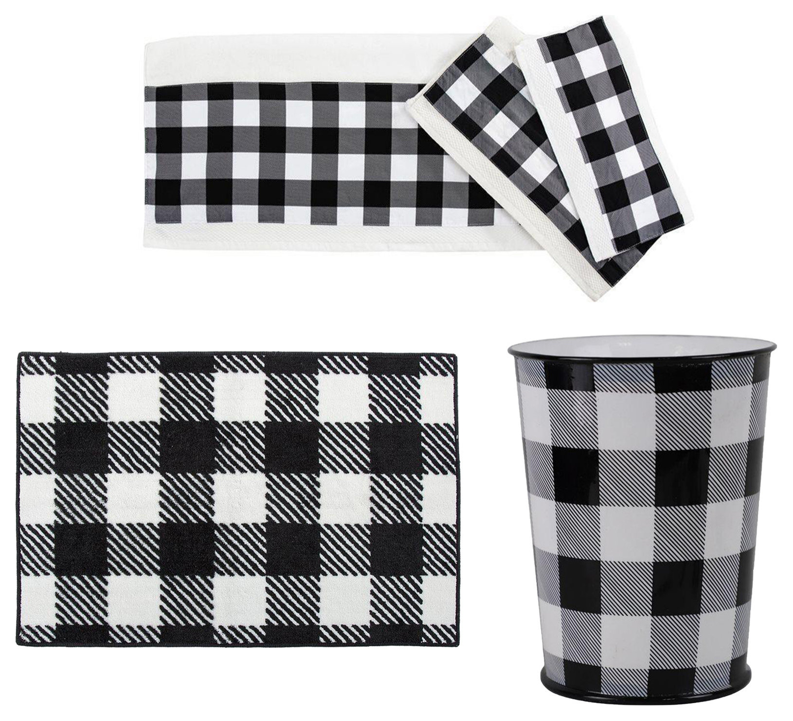 Hi End Accent Camille Buffalo Check 5-Piece Bath Accessory and Towel ...