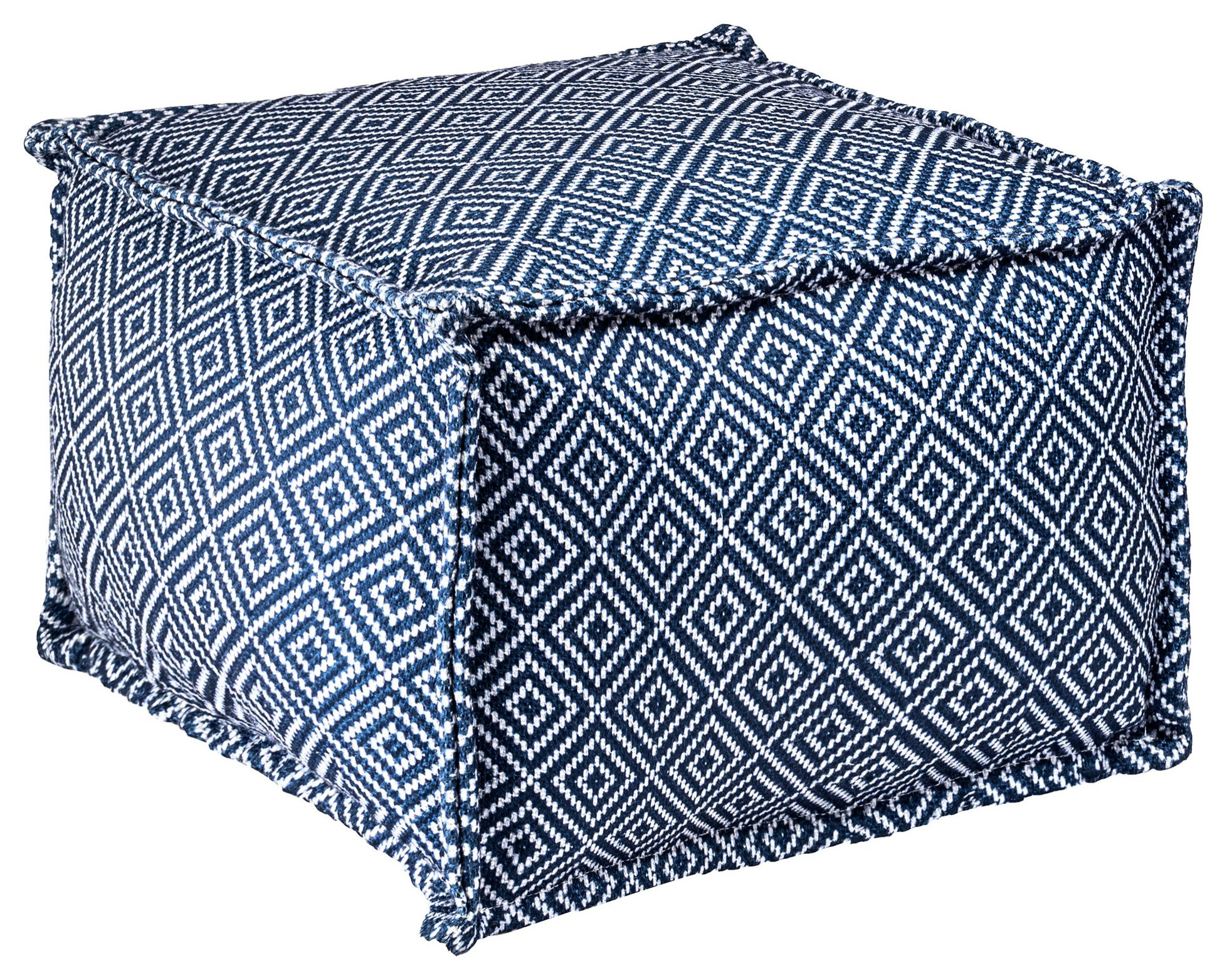 Nuloom Printed Kas Aztec Indoor/Outdoor Pouf, Blue - Contemporary ...