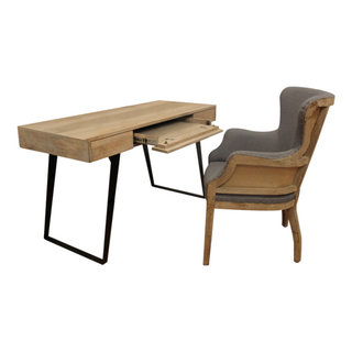 2-Piece Office Set With Sloane 3-Drawer Desk and Phelps Gray Armchair ...