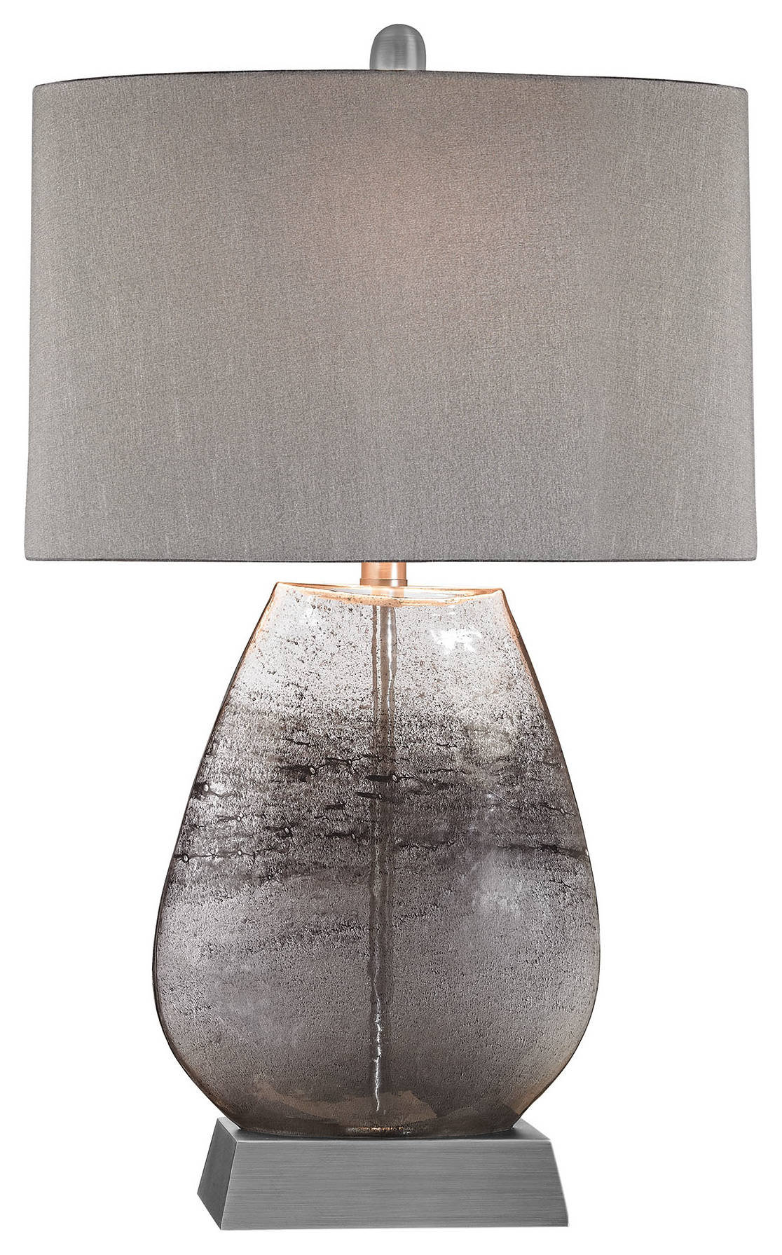 Haarlem 1-Light Table Lamp Storm Gray/Pewter Gray Linen Shade ...