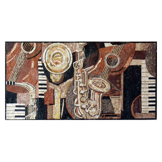 Mosaic Marble Designs, Musical Instruments, 71" x 35" - Contemporary ...