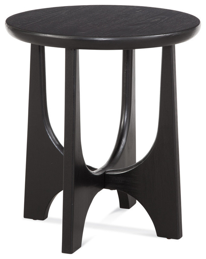 Black Mattе Stain Round End Tablе Organic Architеctural - Transitional ...