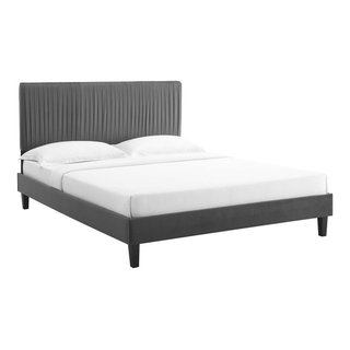 Peyton Performance Velvet Queen Platform Bed - Transitional - Platform Beds - by Modway | Houzz