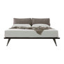 Piuma Bed, Oak Treated Base, Gray Upholstered, Metal Legs, Queen ...