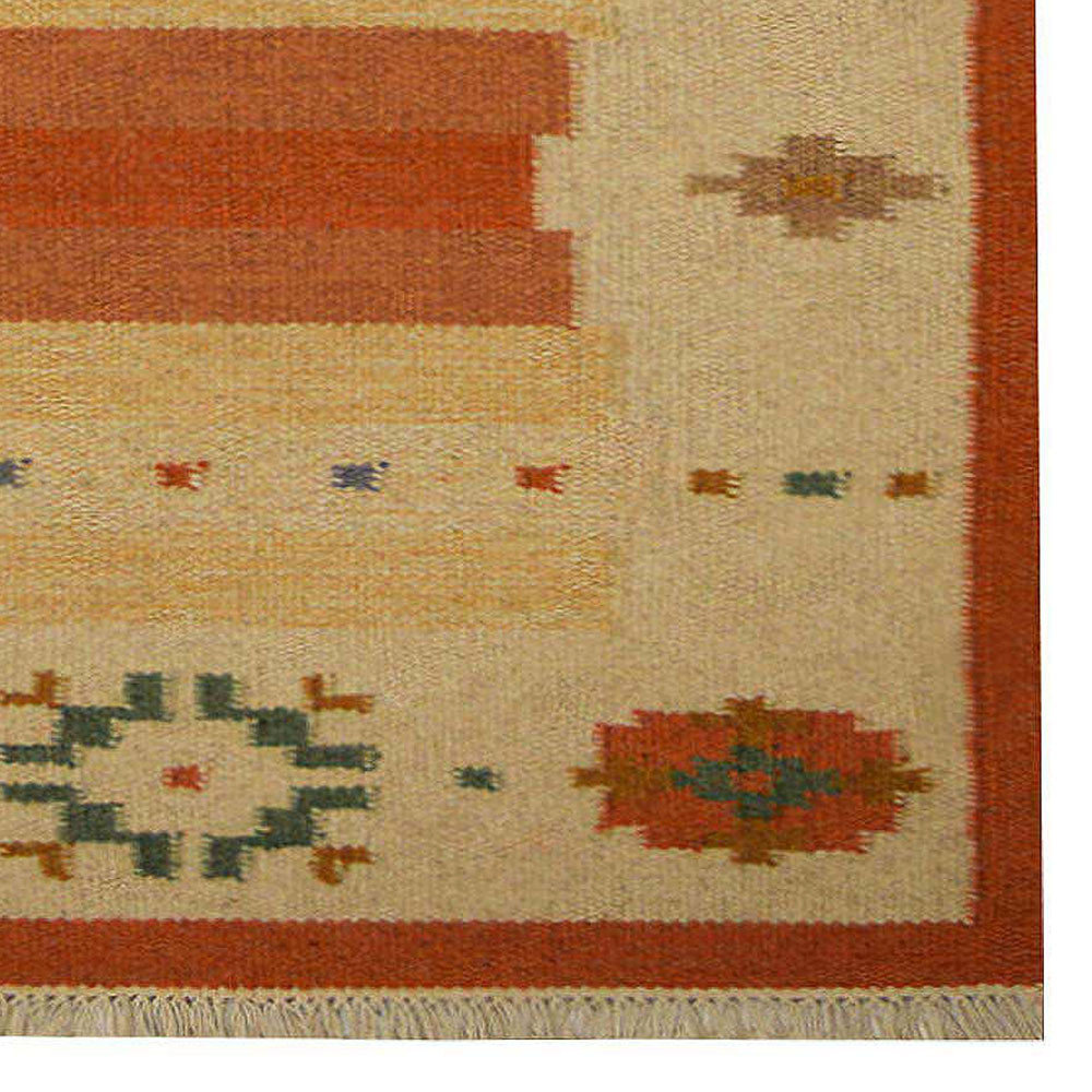HAND WOVEN FLAT WEAVE KILIM WOOL ECO-FRIENDLY AREA RUGS-White Rust ...