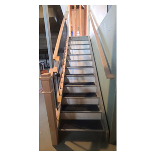 Somerville Main & Basement Handrail Install - Contemporary - Staircase ...