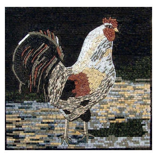 Mosaic Kitchen Backsplash- Farm Fowl, 35" x 35" - Farmhouse - Tile ...