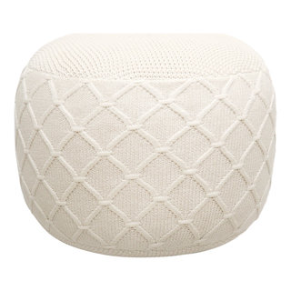 Pasargad Home Santorini Collection Cotton Pouf, Ivory - Scandinavian - Floor Pillows And Poufs ...