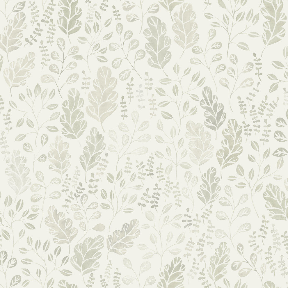 Isha Beige Leaf Wallpaper Sample - Contemporary - Wallpaper - by Brewster Home Fashions | Houzz