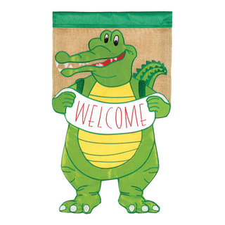 Alligator Welcome Flag, Garden - Traditional - Flags And Flagpoles - by ...