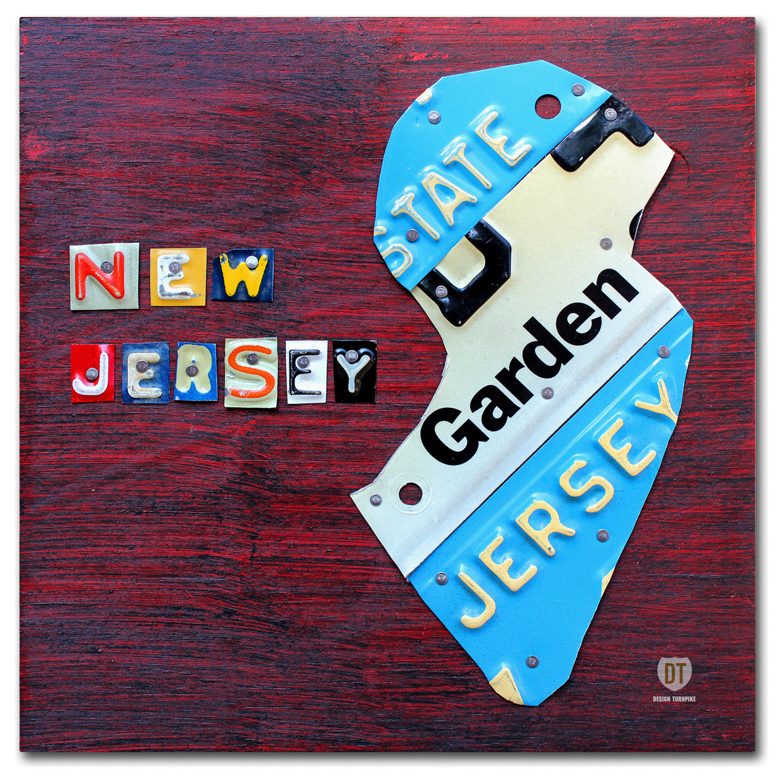 "New Jersey License Plate Map" Canvas Art by Design Turnpike, 14"x14 ...