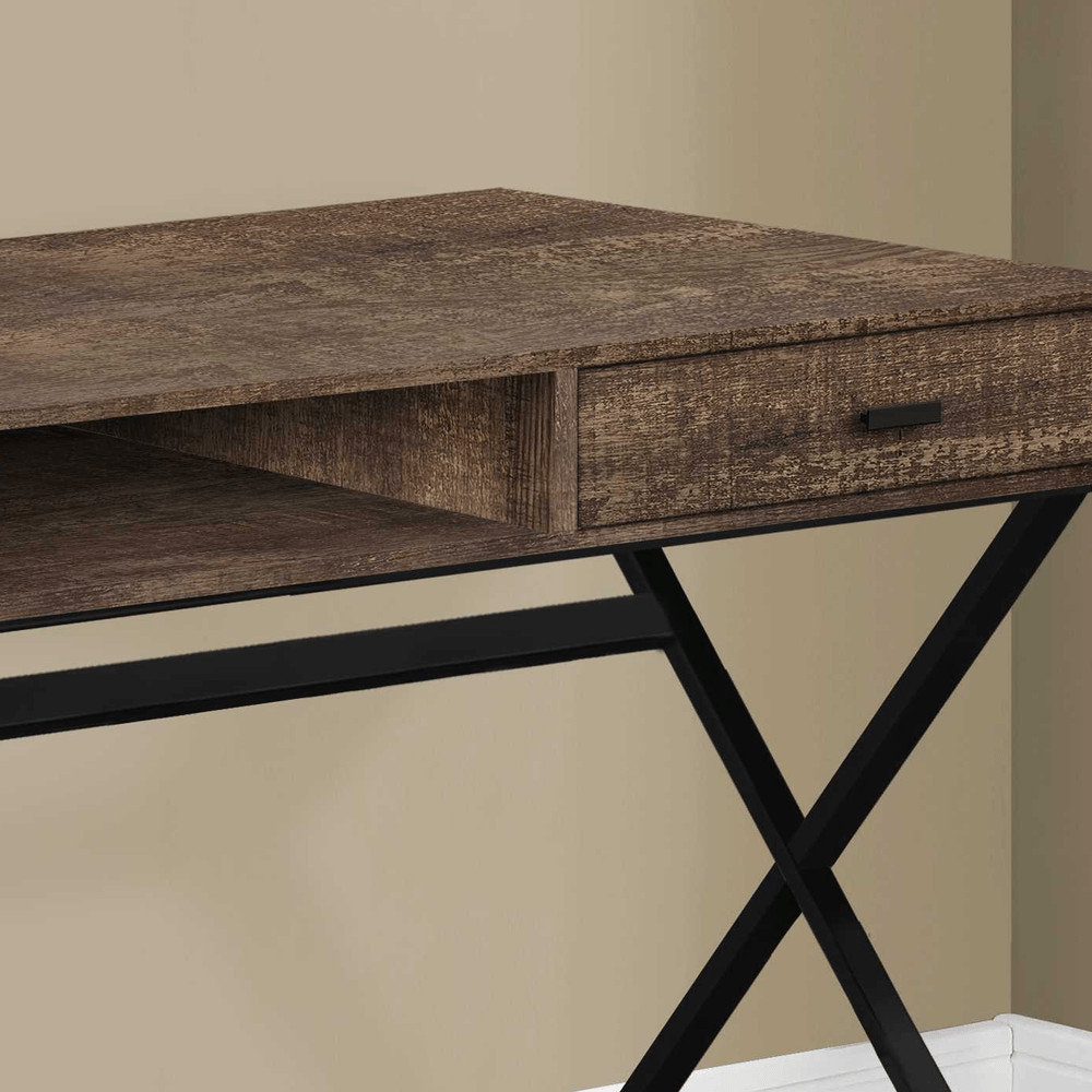 24" Brown Rectangular Computer Desk With Two Drawers - Industrial ...