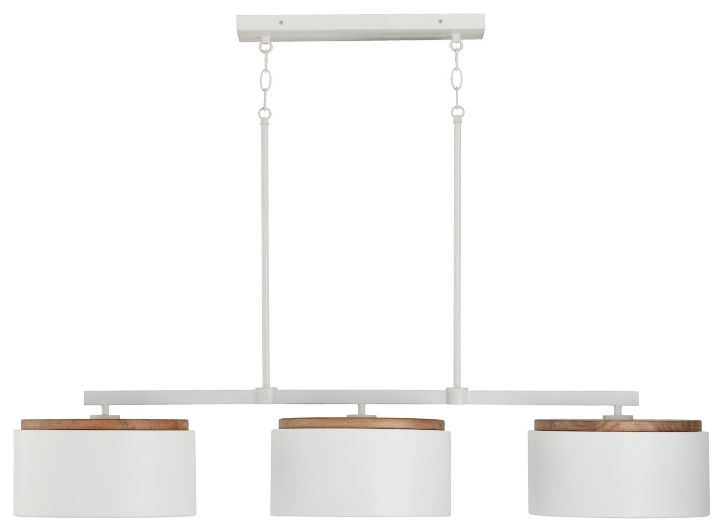 Liam Three Light Island Pendant in Light Wood and White - Transitional ...