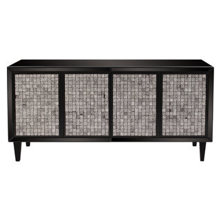 Howard Elliott Glossy Black Cabinet With Tile Front, 62"x17"x31 ...