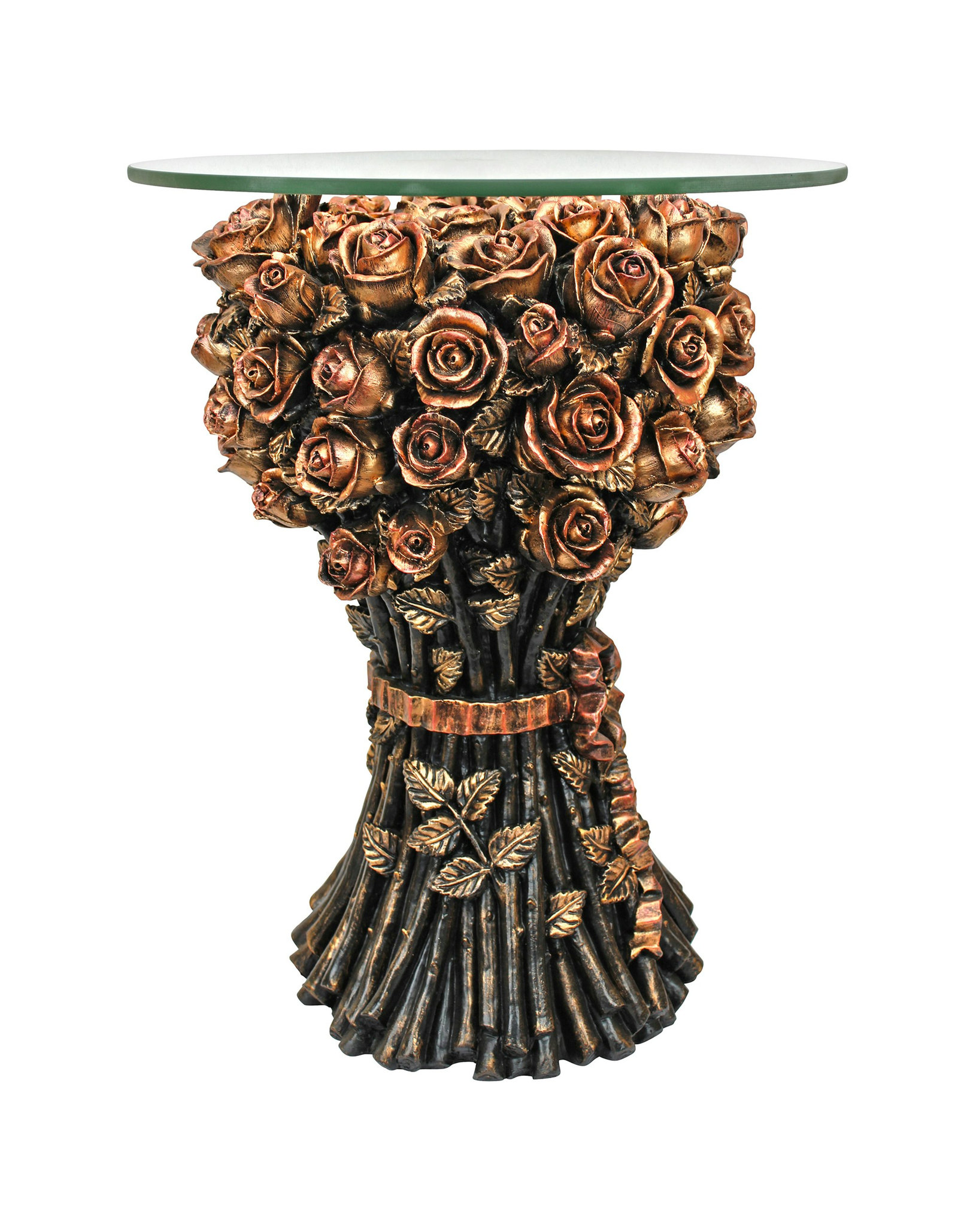 Table of Roses Glass, Topped Sculptural Table - Traditional - Side ...