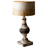 Distressed Finish Metal Table Lamp Rustic Round 34" Antique Vintage ...