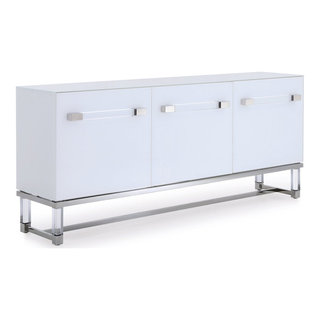 HomeRoots 34" X 79" X 18" High Gloss Crystal Glass Buffet ...
