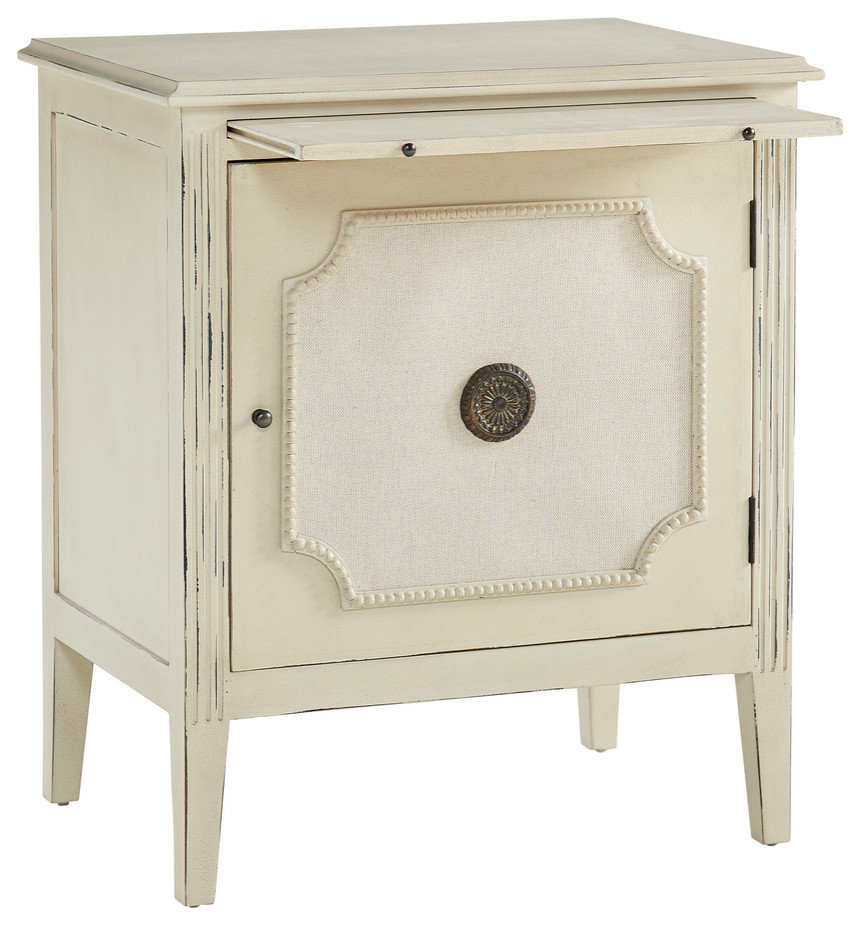 Linen & Beaded Front End Table - Farmhouse - Side Tables And End Tables ...