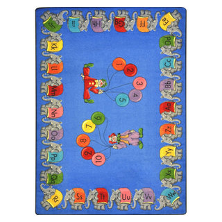 Circus Elephant Parade 10'9" x 13'2" area rug in color Multi ...