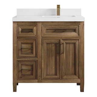 Santa Monica 36 Right Offset Vanity in Whitewashed Teak, 36" Right ...