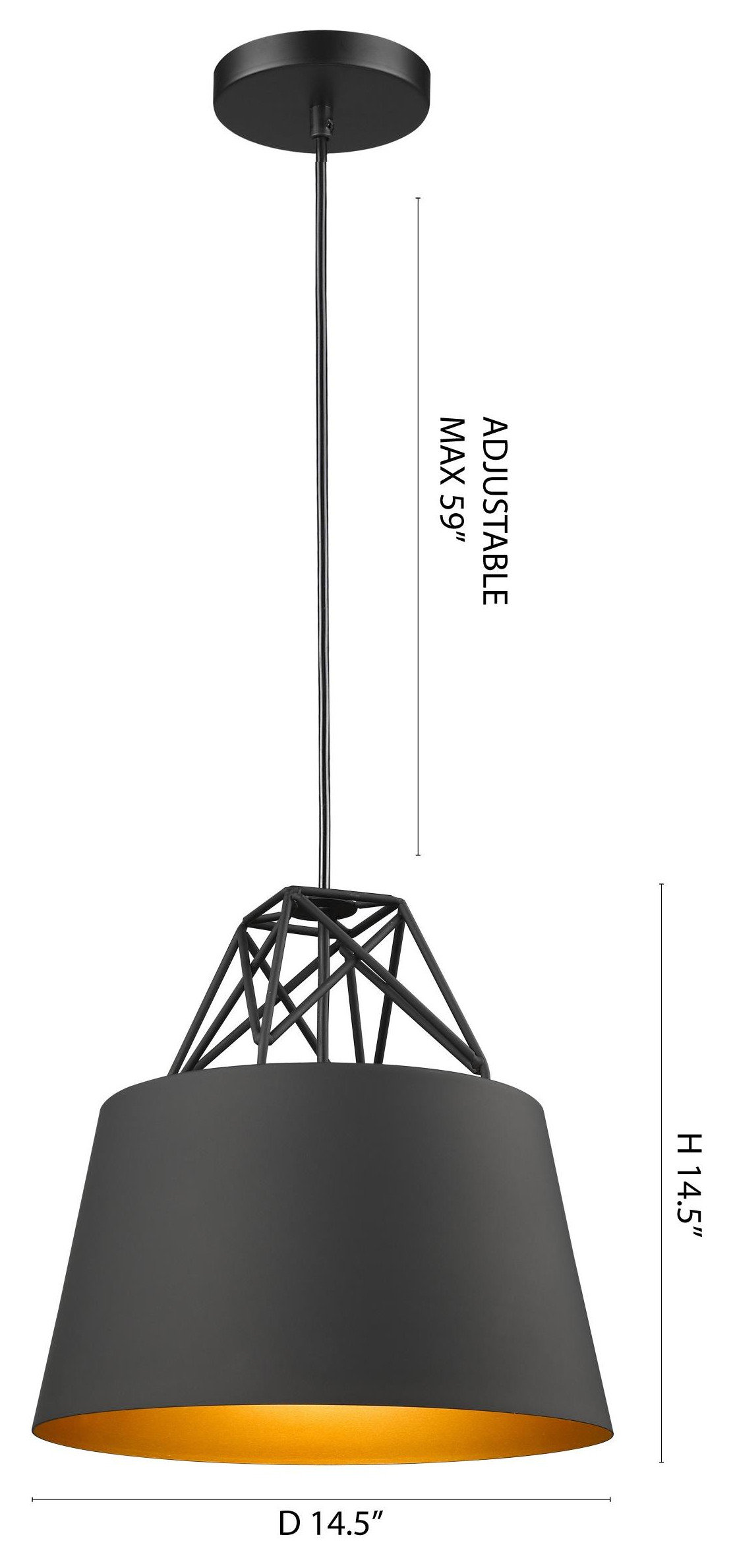 1-Light Black Pendant With A Metal Shade - Industrial - Pendant ...