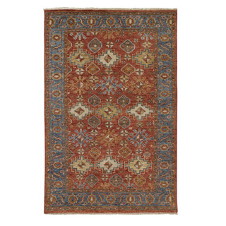 Feizy 6505FORN Carrington Hand Knotted Rust / Blue Area Rugs, 11'-6" x ...
