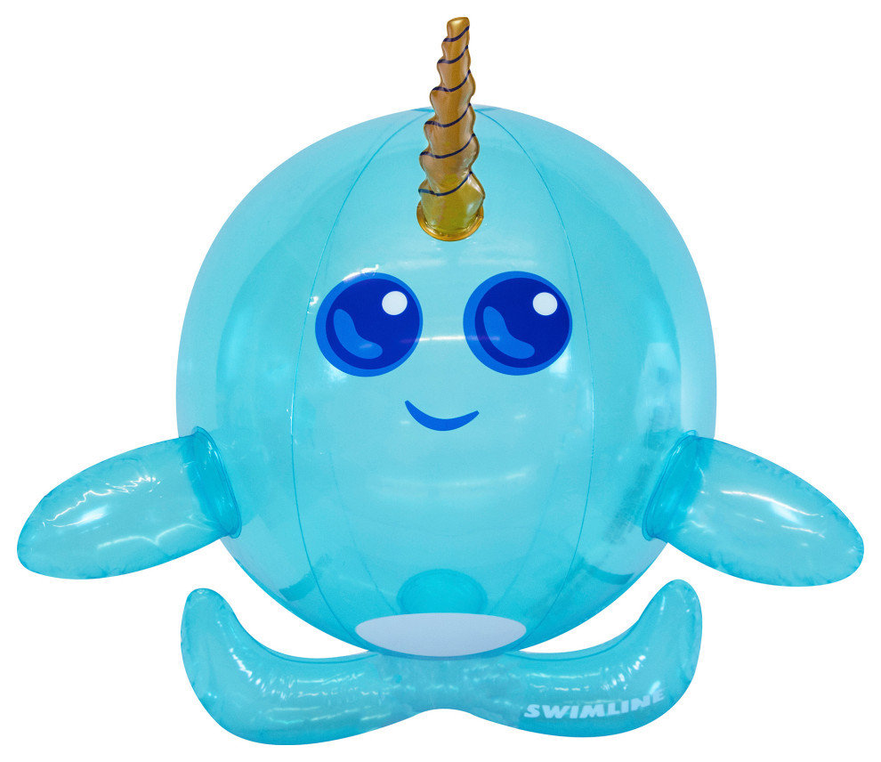 29" Inflatable Blue Narwhal Beach Ball with Tusk - Modern - Pool Toys ...