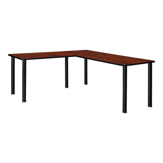Kee 60" L-Desk With 42" Return, Cherry/Black, 60"x66" - Contemporary ...