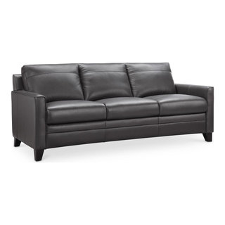 Pratt Top Grain Leather Modern Contemporary Sofa, Charcoal ...